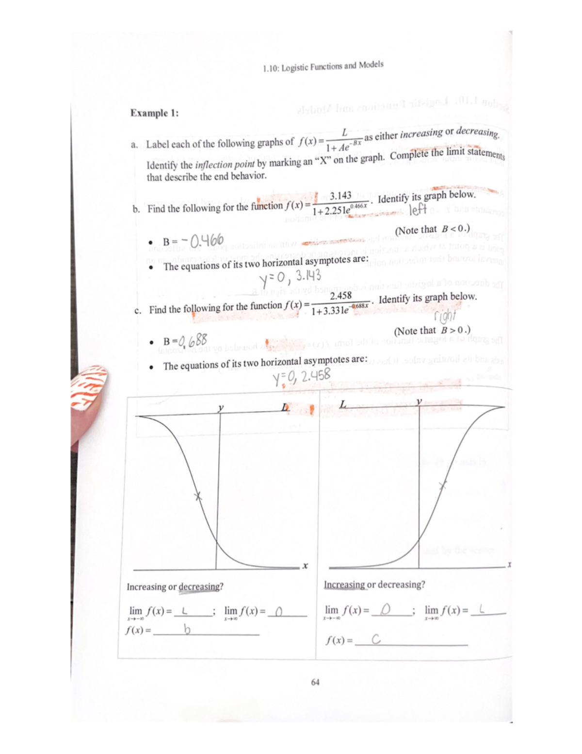 1.10 lecture check - 1: Logistic Functions and Models Example 1: as ...