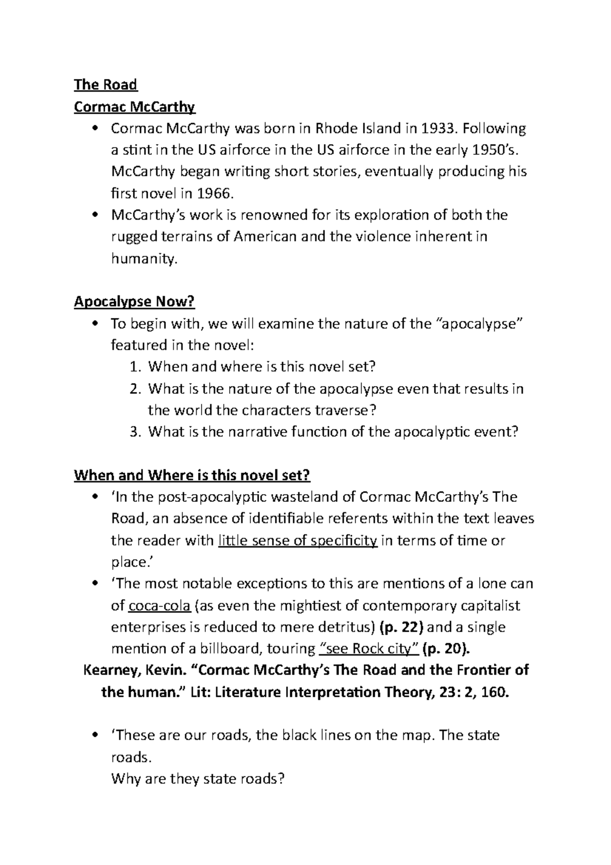 The Road Introduction - The Road Cormac McCarthy Cormac McCarthy was ...