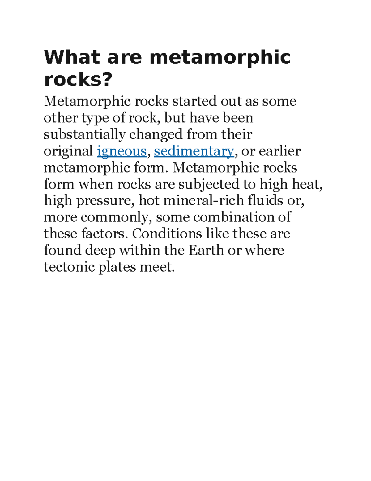 What are metamorphic rocks - Earth and Life Science - What are ...