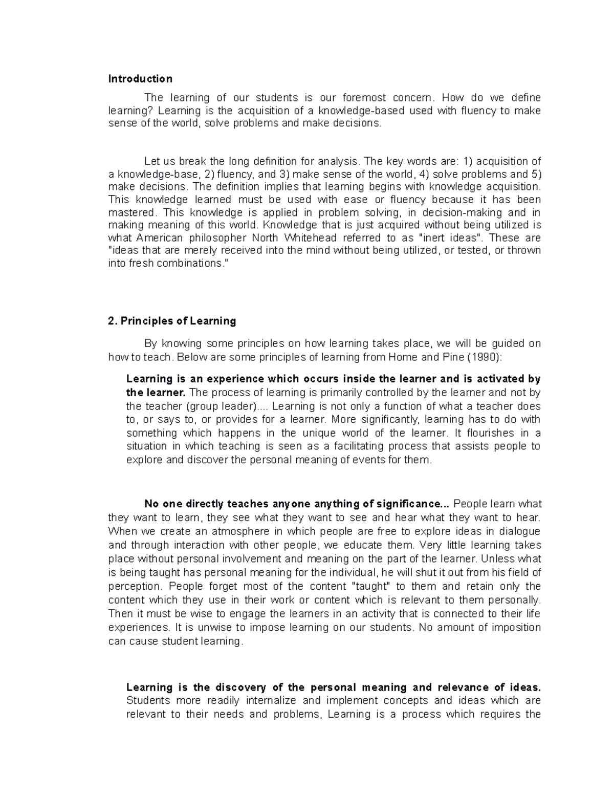 Principles and Methods of Teaching 3 - Introduction The learning of our ...