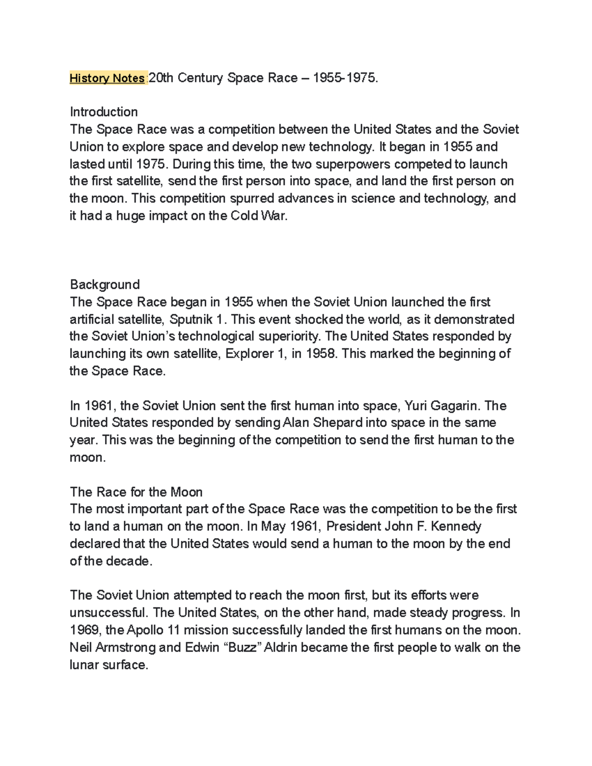 History AP - 2023-01-04T015438 - History Notes:20th Century Space Race ...