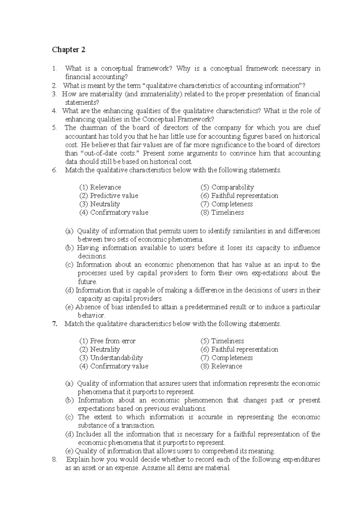 Accounting Chapter 2 questions - Chapter 2 What is a conceptual ...