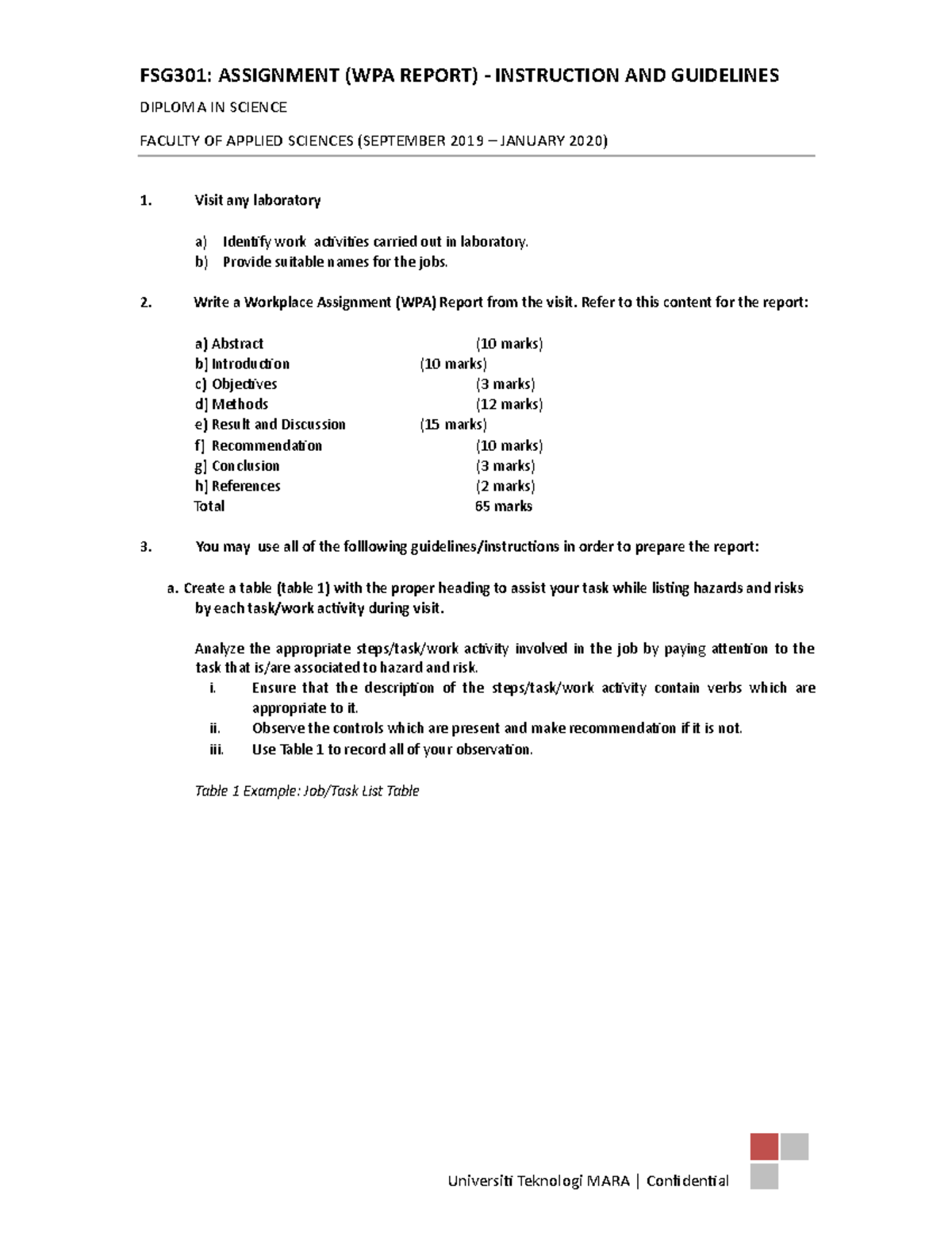 Assignment WPA Report Instruction - DIPLOMA IN SCIENCE FACULTY OF ...
