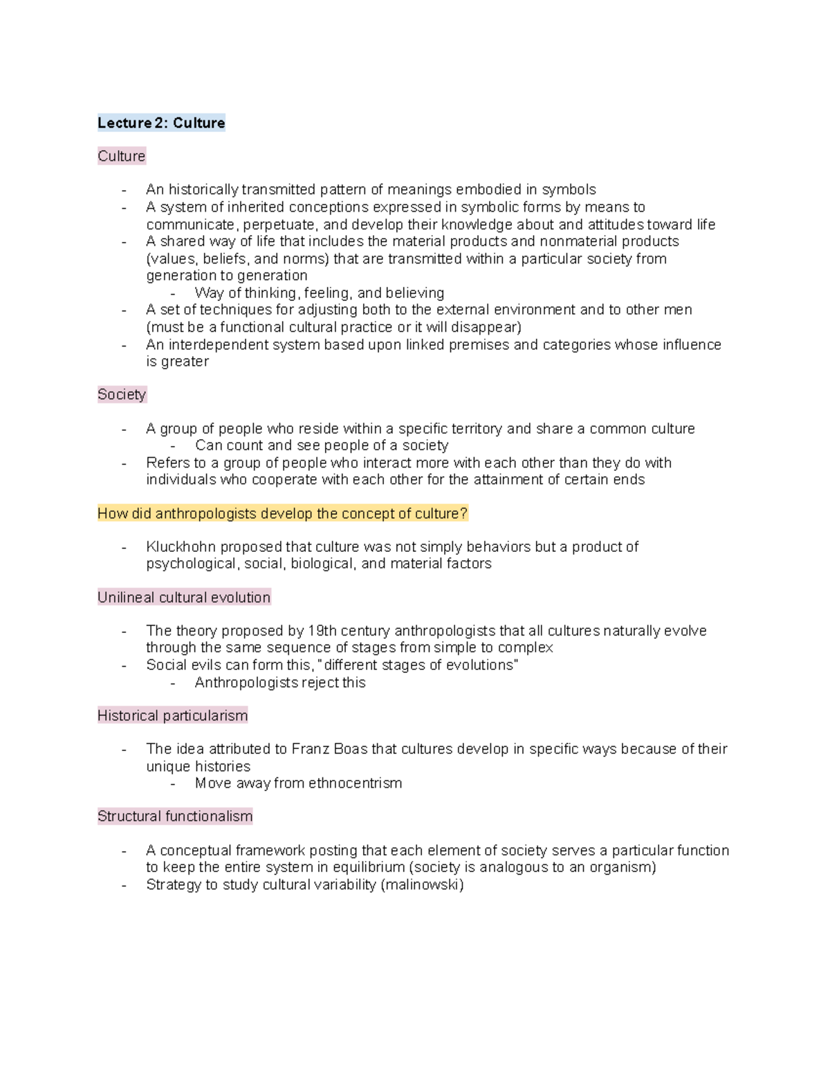 ANT 10CD Lecture 2: Culture - Lecture 2: Culture Culture An ...