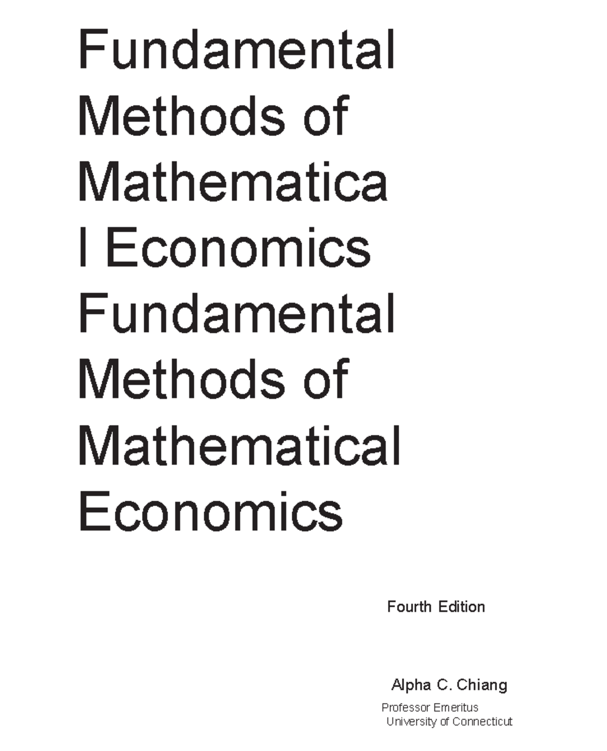 Textbook - Fundamental Methods of Mathematica l Economics Fundamental ...