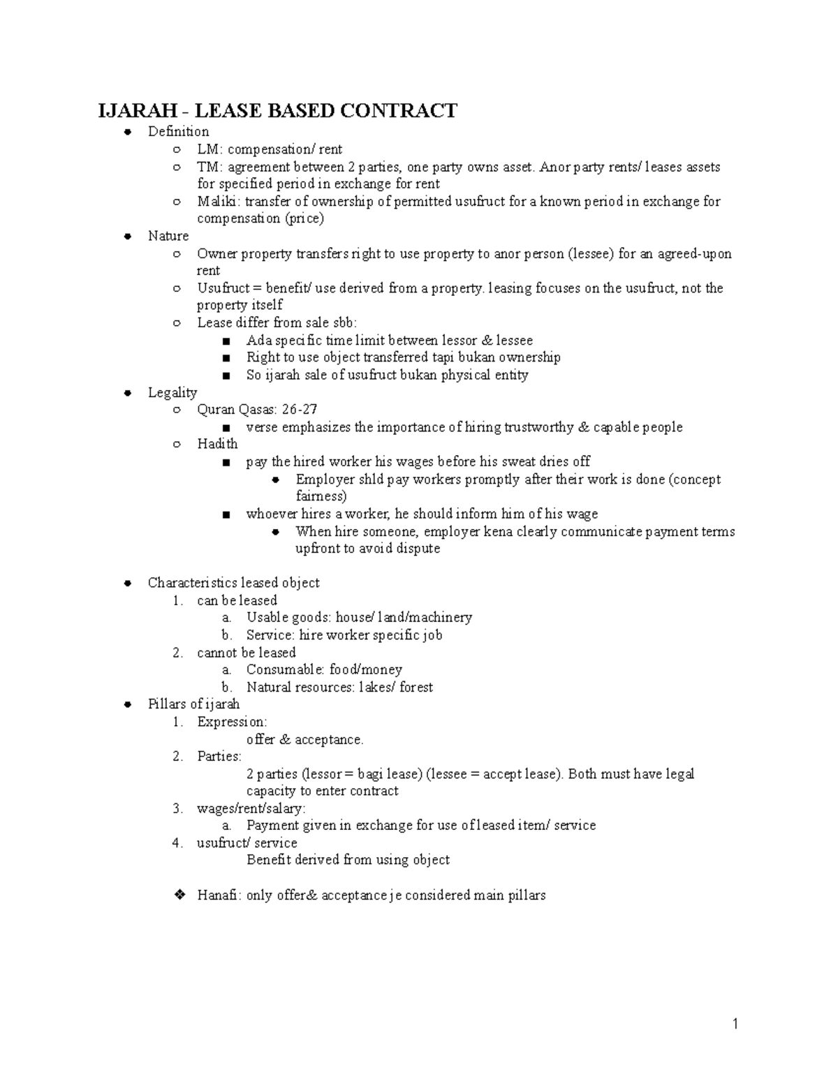 Transaction Final - AB - transact - IJARAH - LEASE BASED CONTRACT Definition LM: compensation ...