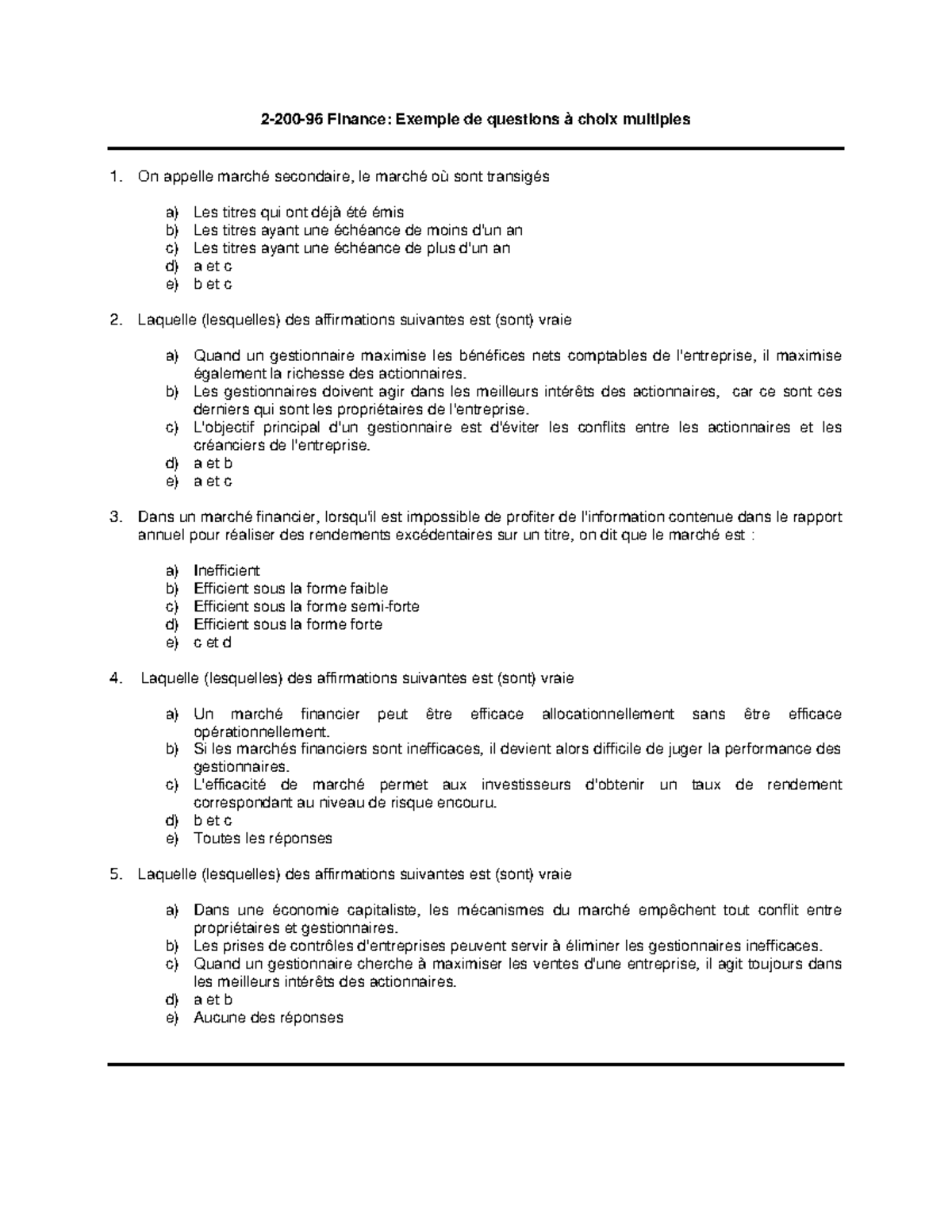 Exemp choix multiple - preparation d"examen - 220096 - HEC - Studocu