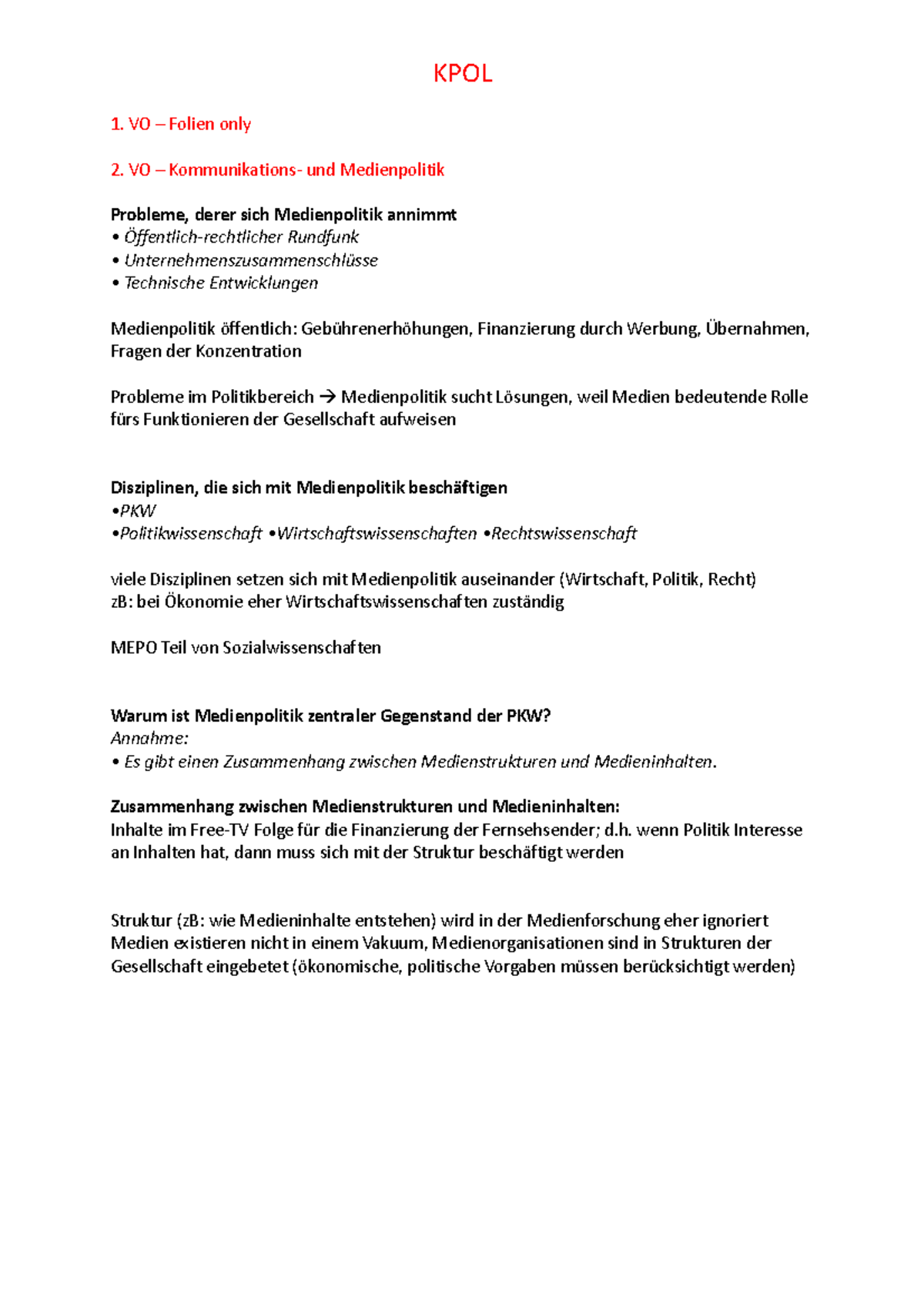 KPOL - VO – Folien only VO – Kommunikations- und Medienpolitik Probleme ...