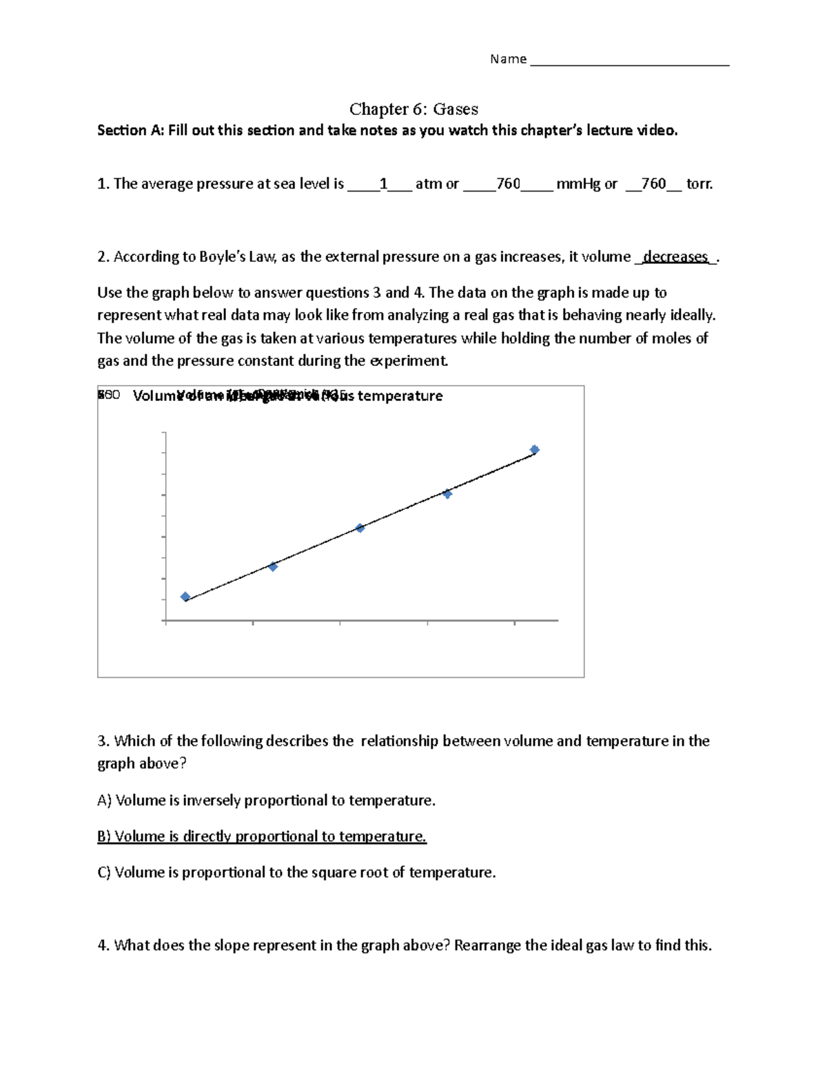 Chapter 6 Worksheet - Name ___________________________ Chapter 6: Gases ...