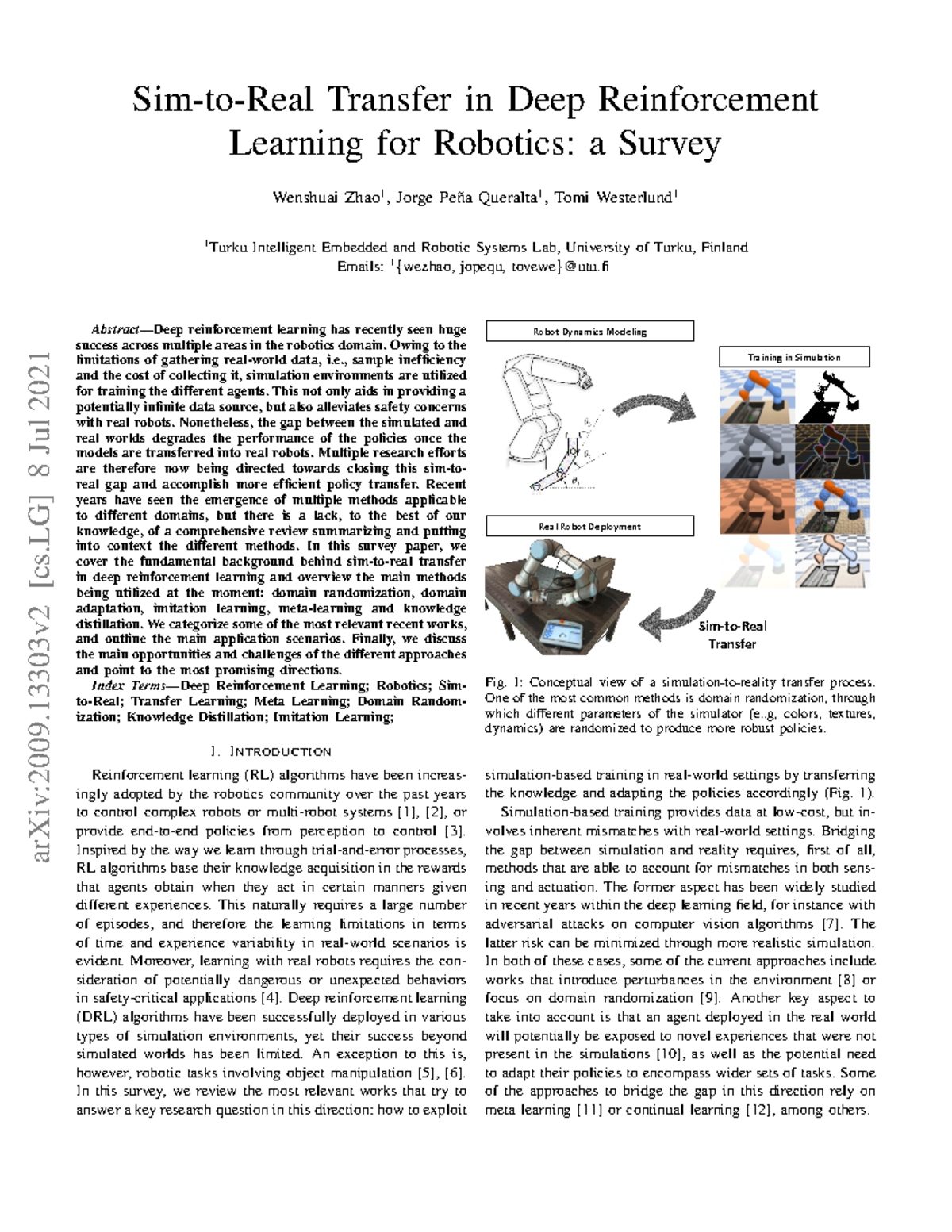Sim-to-Real Transfer in Deep Reinforcement Learning for Robotics a Survey - Sim-to-Real Transfer ...