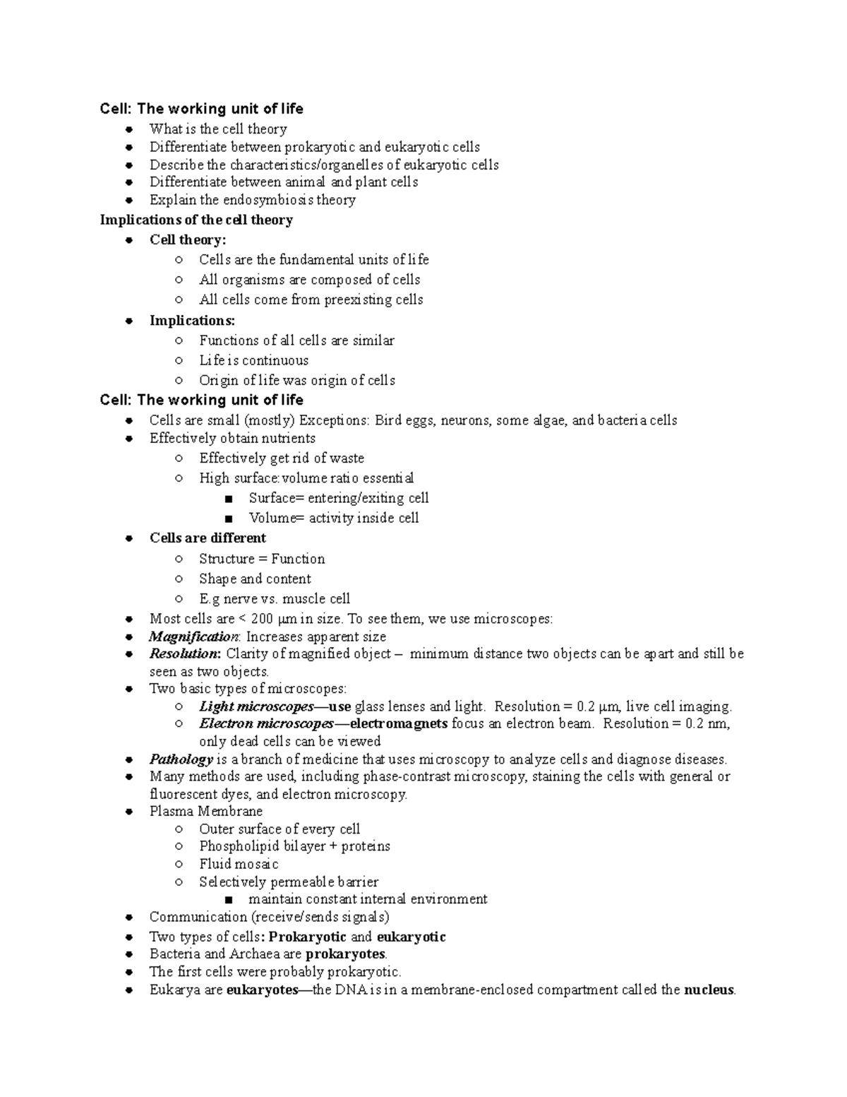 Chapter 5 Notes - Professor Kapoor - Cell: The working unit of life ...