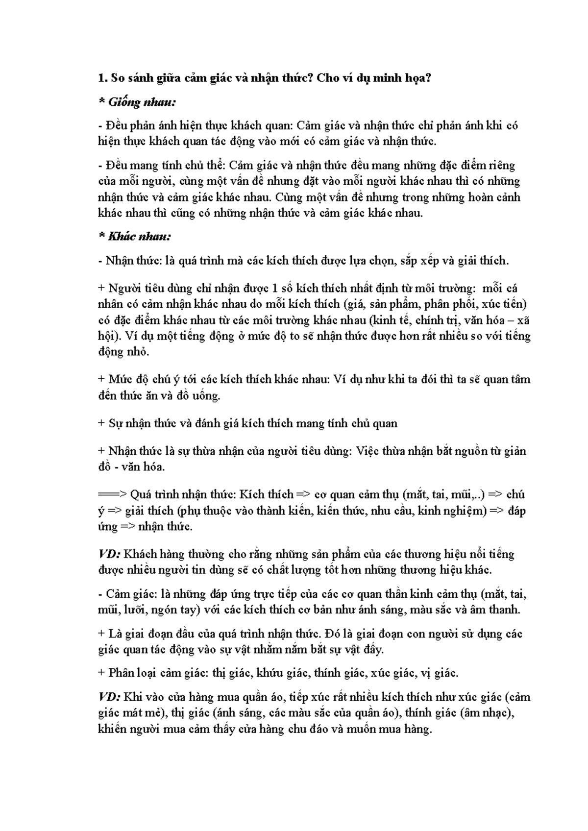 Bài tương tác HVKH - hành vi khách hàng - So sánh giữa cảm giác và nhận ...