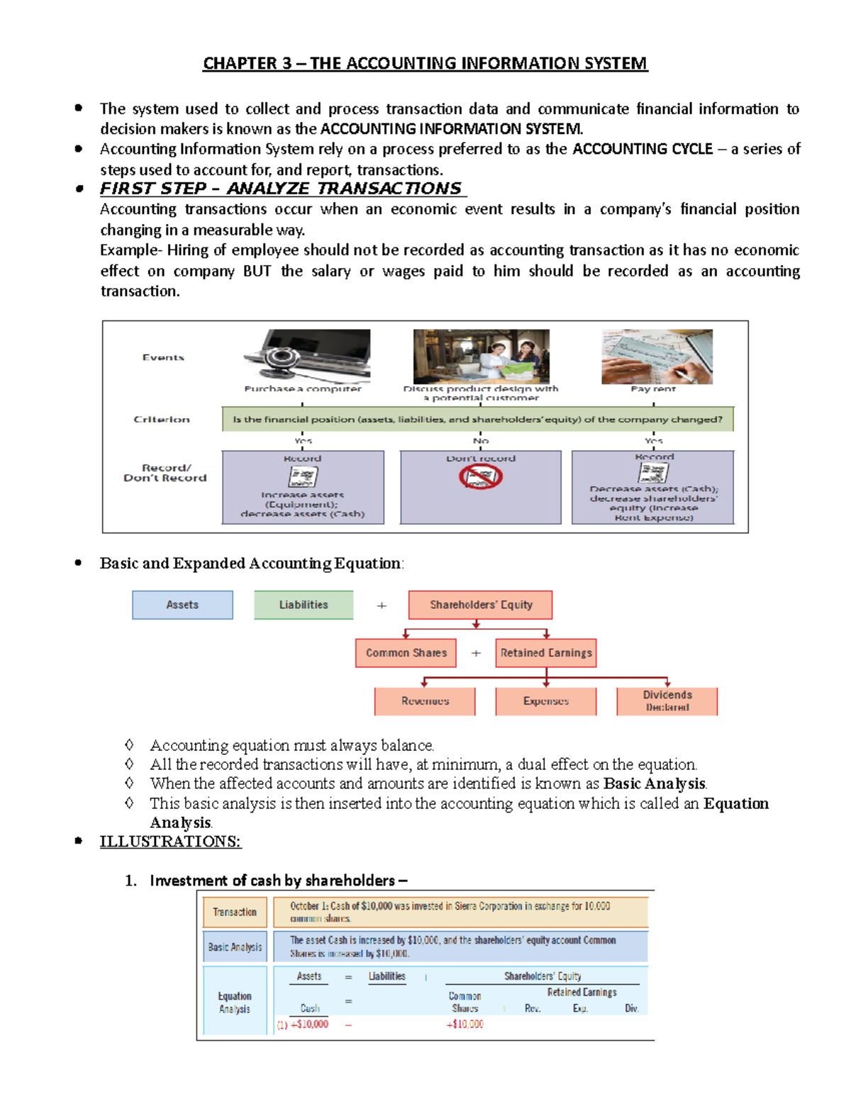 Chapter 3 notes - CHAPTER 3 THE ACCOUNTING INFORMATION SYSTEM The ...