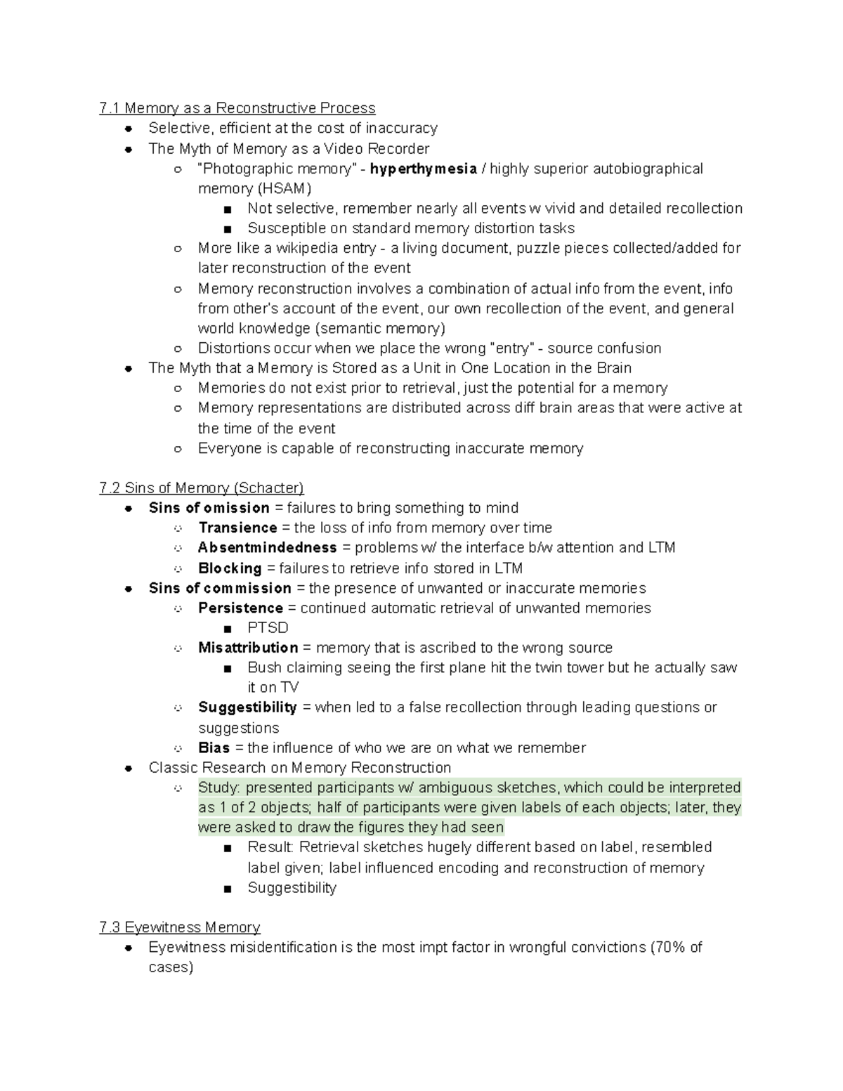 Chapter 7 The Reconstructive Nature of Memory - 7 Memory as a Reconstructive Process Selective ...