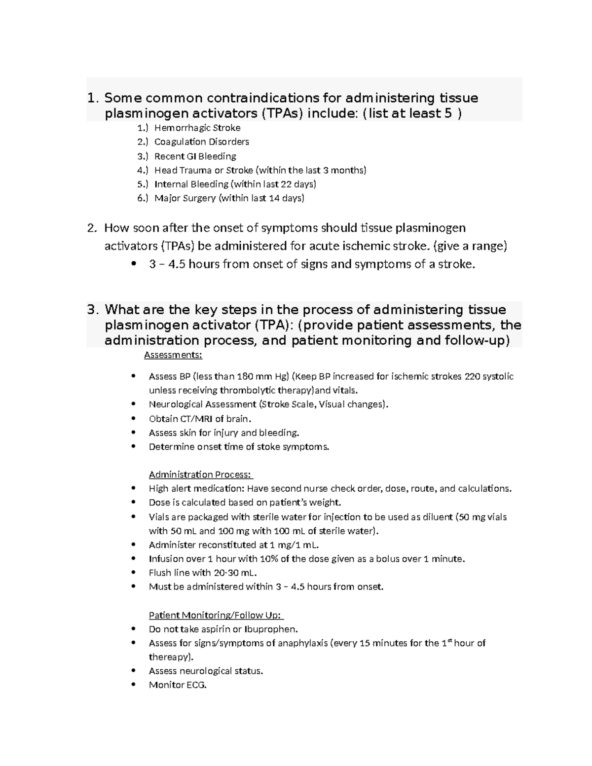 Medication administration #3 - 1. Some common contraindications for ...