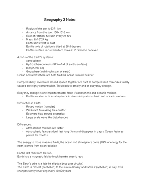 Geog 3 final Studyguide - Chapter 1 (oceans nd atm) Earth – ‘the water ...
