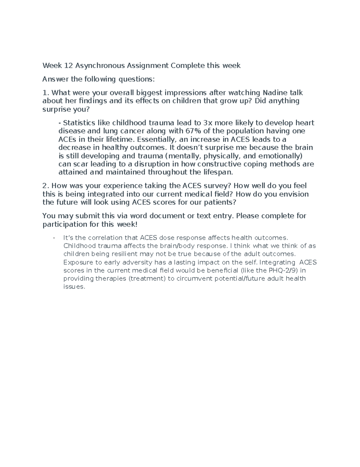 TED Talk - assignment - Week 12 Asynchronous Assignment Complete this ...