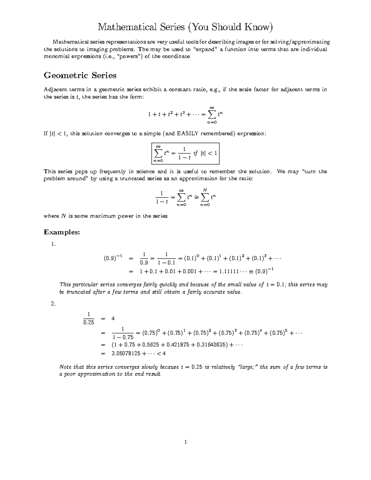 Series you should know - Mathematical Series (You Should Know ...