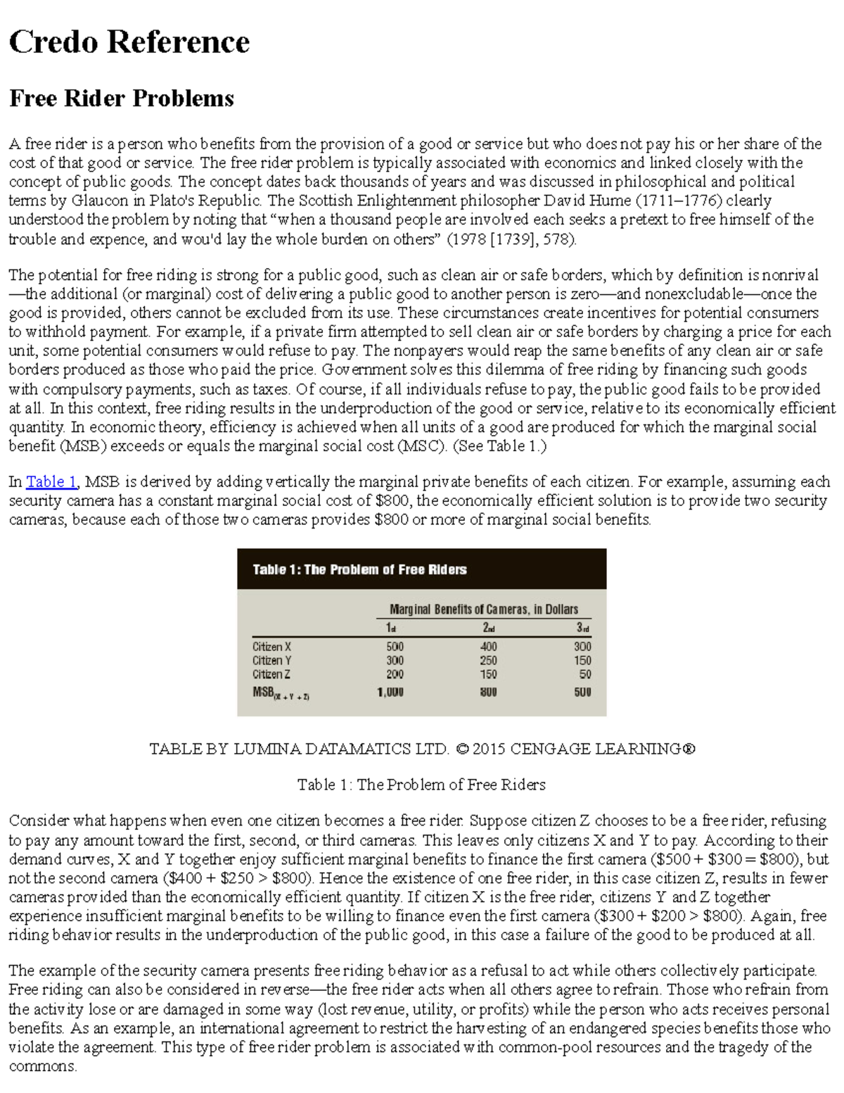 Free Rider Problems - Credo Reference Free Rider Problems A free rider ...