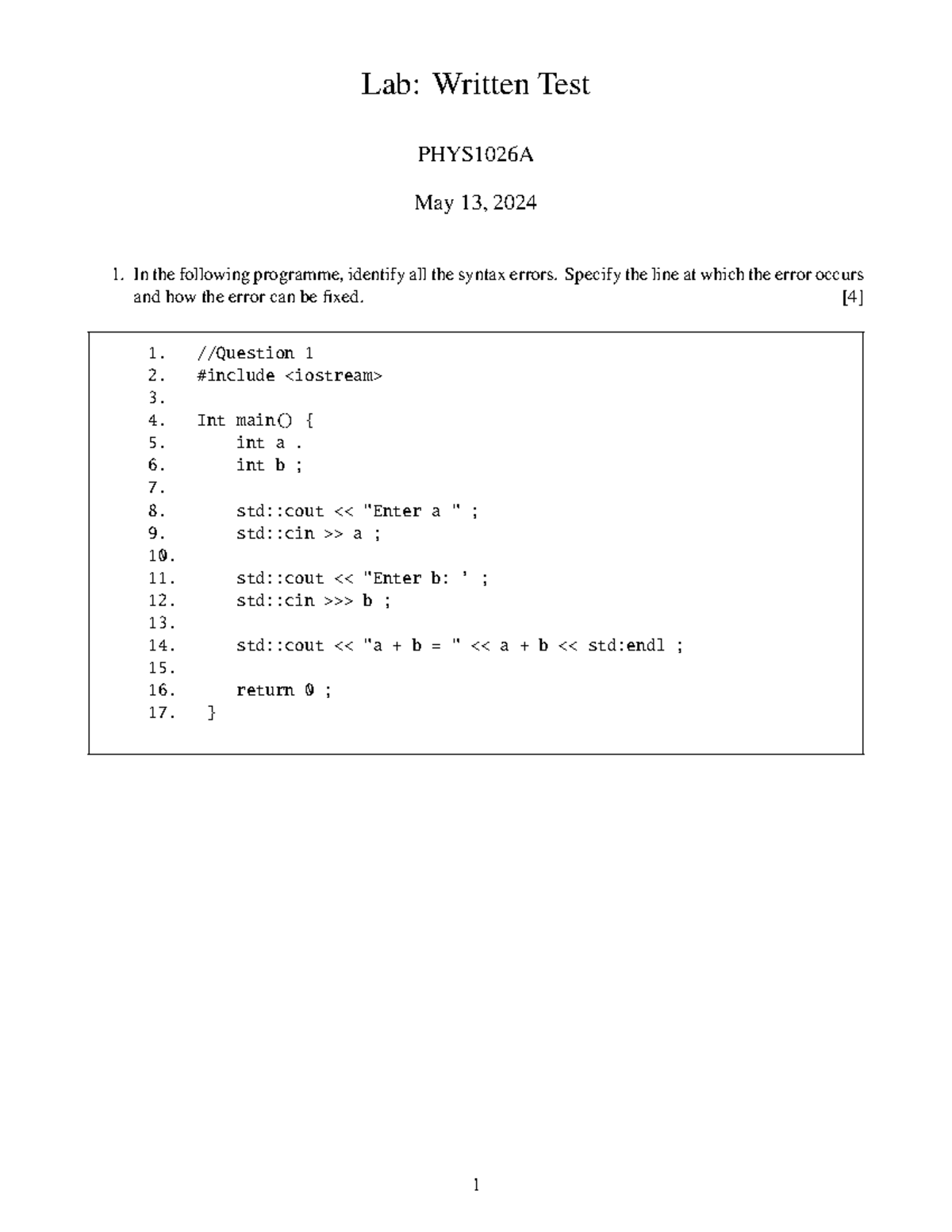 Wits CPP Written Test - Practice test for labs - Lab: Written Test ...
