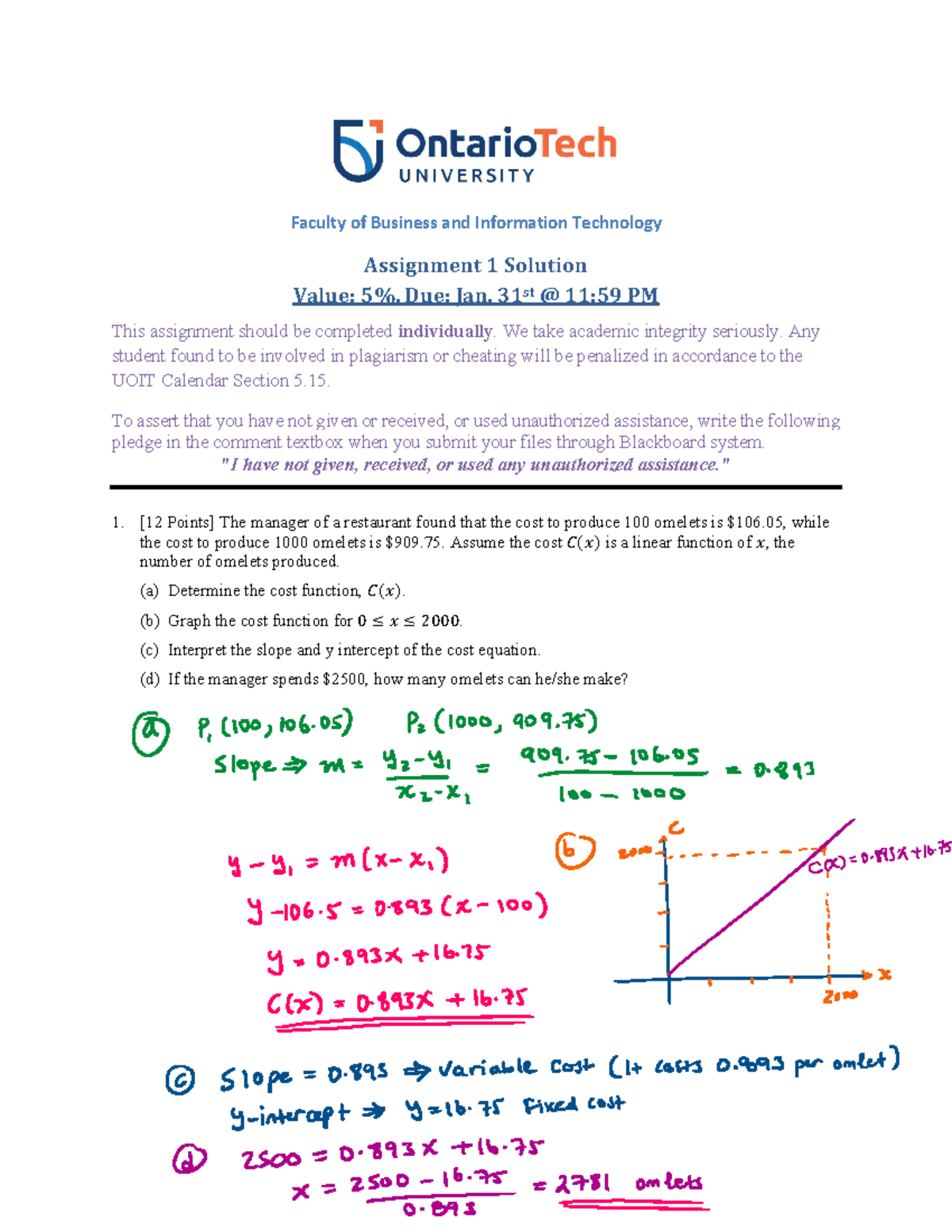 Assignment-1 Solution - Faculty of Business and Information Technology ...