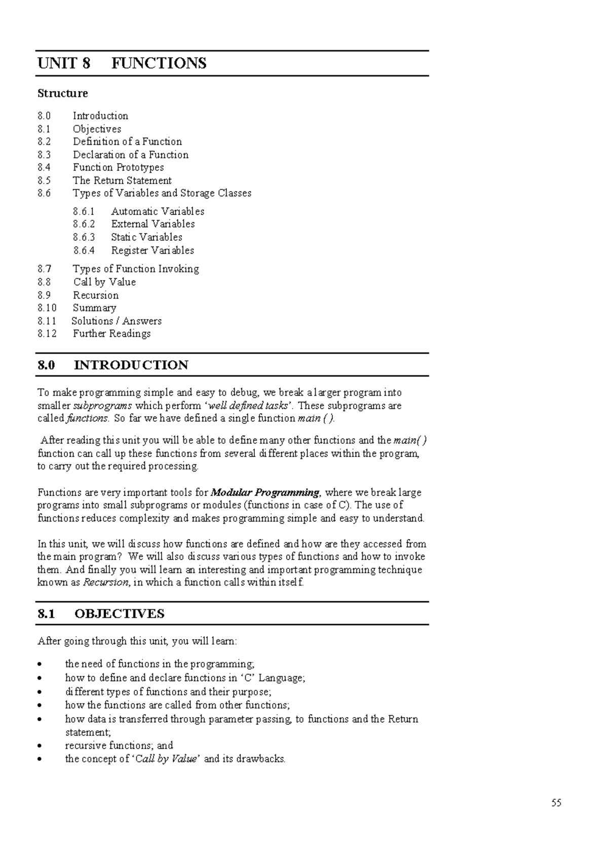 Unit - 8 Functions - Functions UNIT 8 FUNCTIONS Structure 8 Introduction 8 Objectives 8 ...