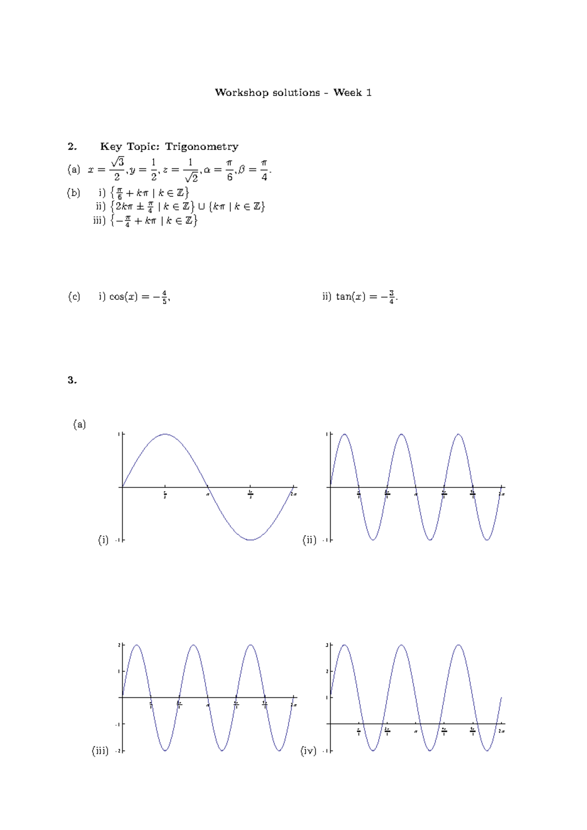 Workshop 1 Answers - Workshop solutions - Week 1 2. Key Topic ...