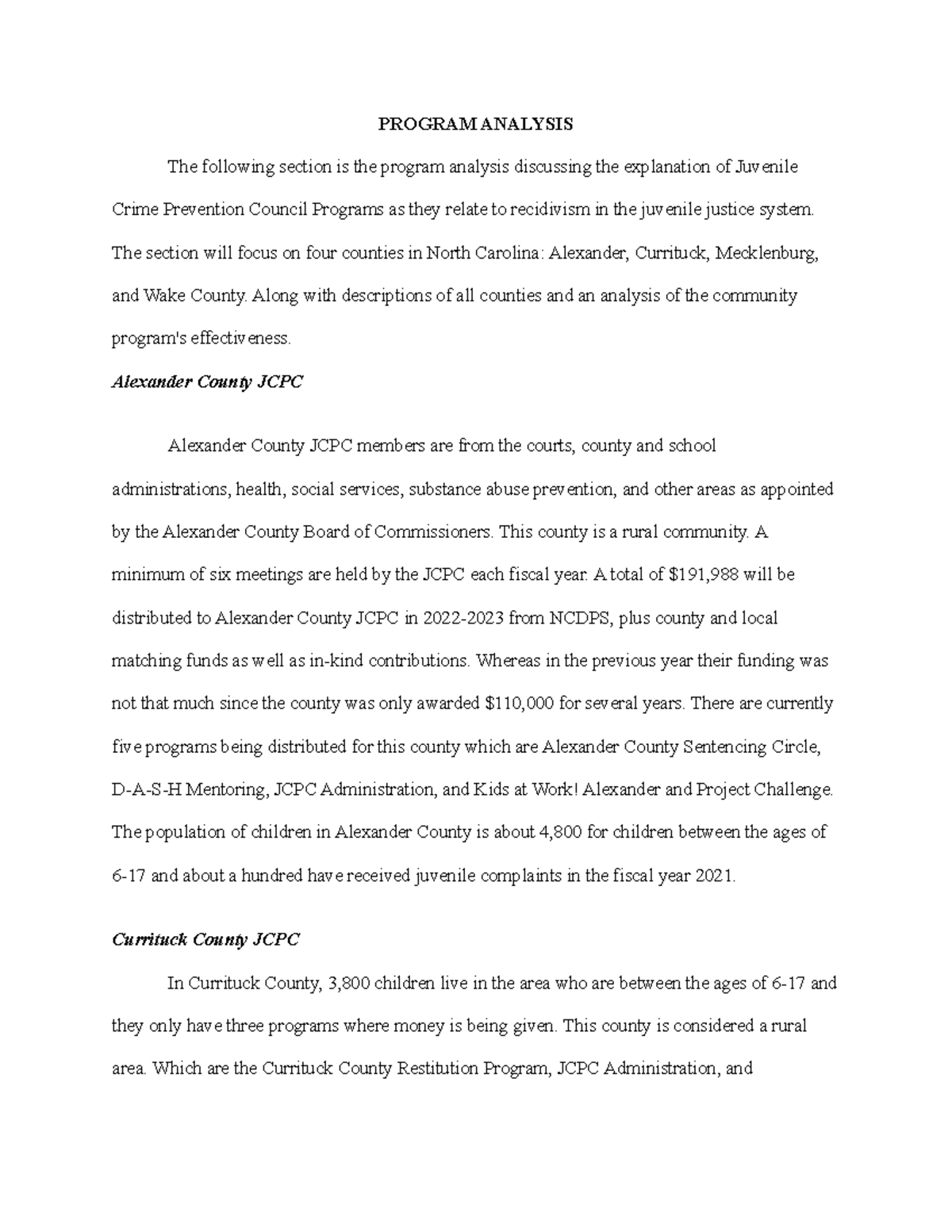 Program Analysis Raven Self - PROGRAM ANALYSIS The following section is ...