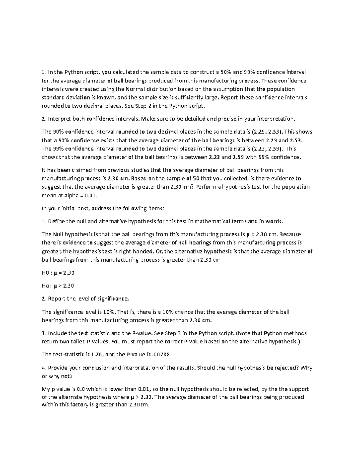 MAT 243 3-3 Discussion Confidence Intervals and Hypothesis Testing - In ...