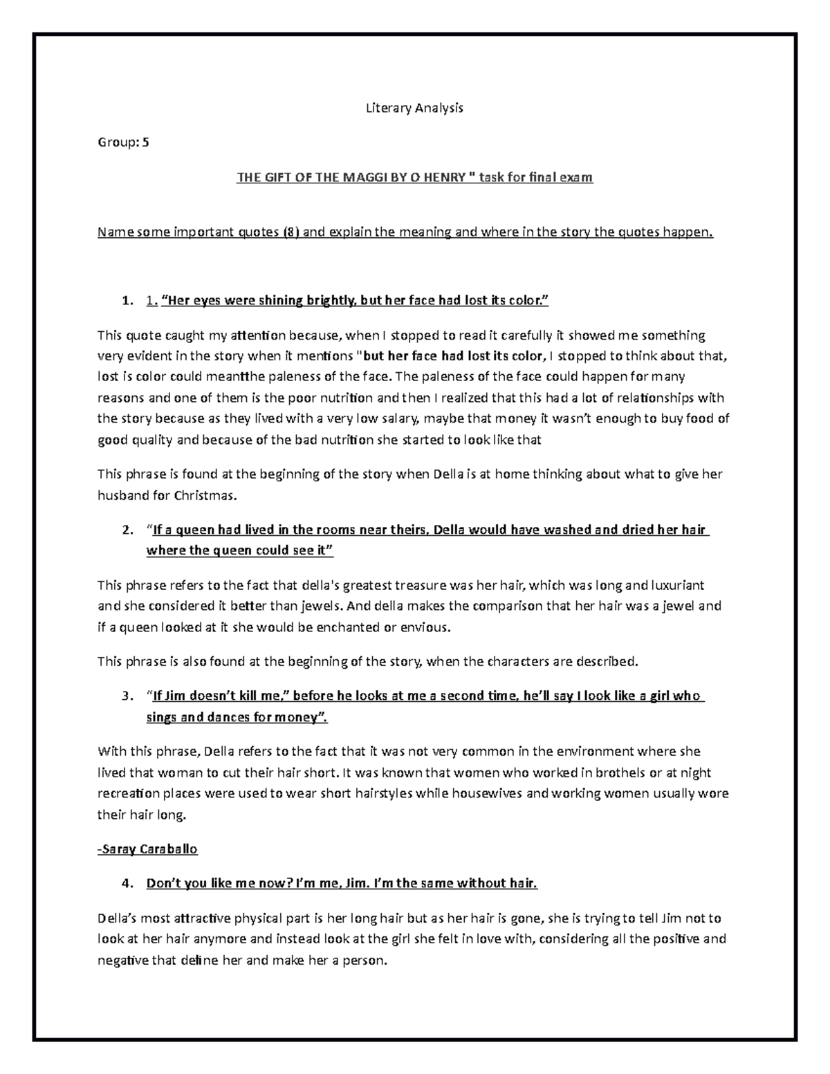 Literary Analysis final exam task group 5 - Literary Analysis Group: 5 ...