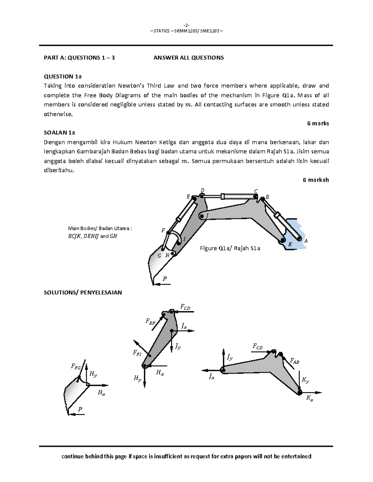 Final Exam 2009, questions and answers -2– STATICS – SKMM1203/ SME1203 ...