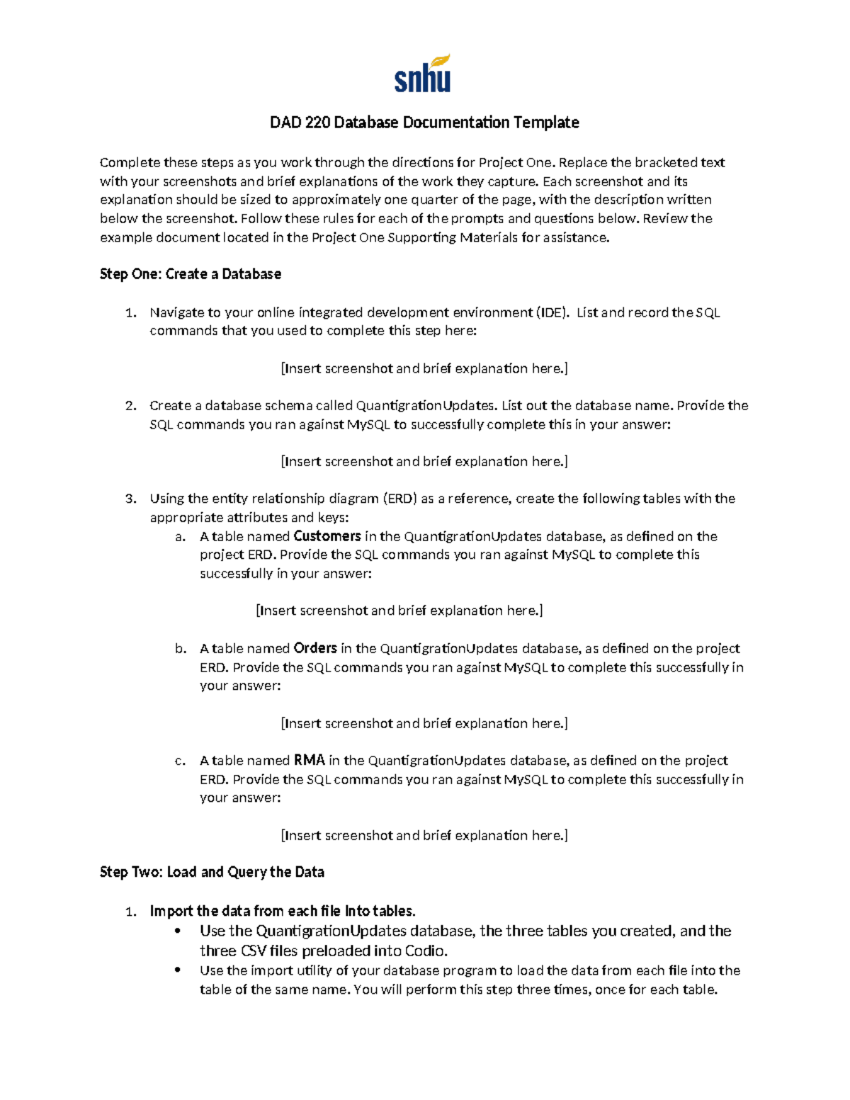 DAD 220 Database Documentation Template - Maiya Robinson - DAD 220 ...