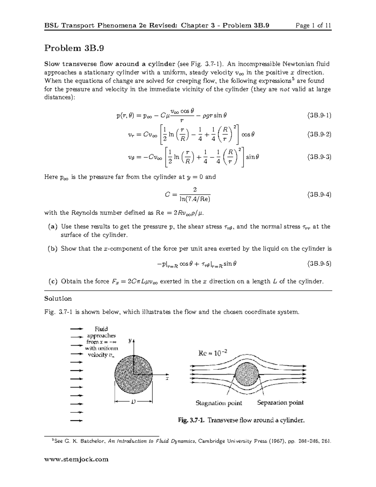 Transport Phenomenon Questions - Problem 3B. Slow transverse flow ...