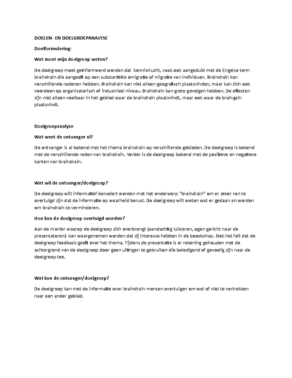 Doelanalyse - DOELEN- EN DOELGROEPANALYSE Doelformulering: Wat moet ...