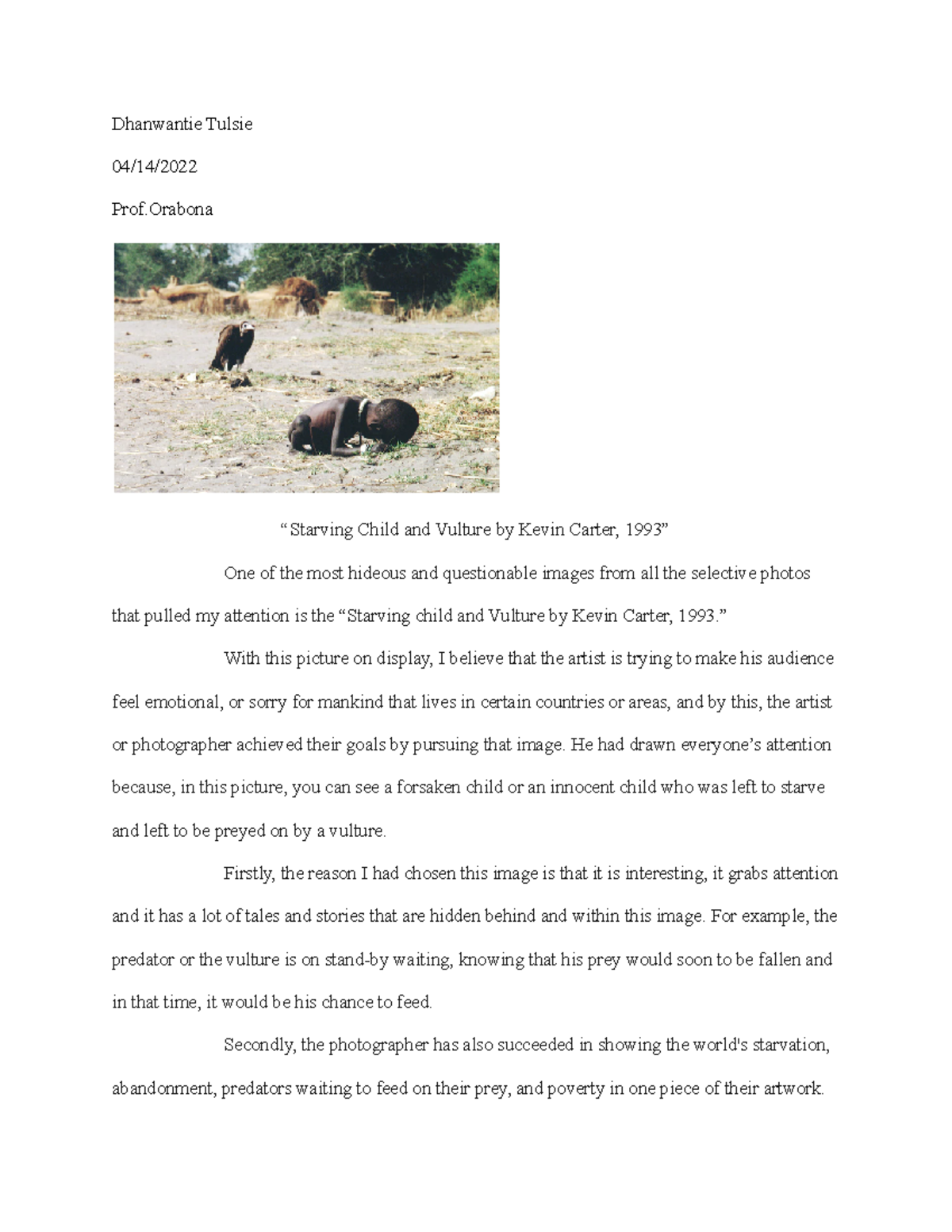 Starving Child Vulture