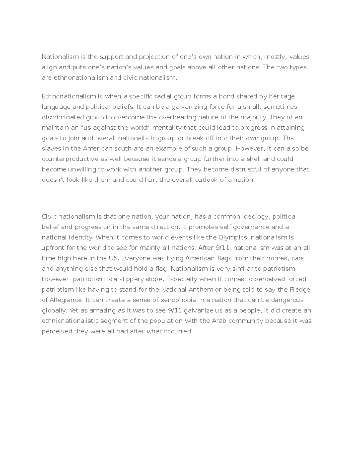 Tp 3 dq 1 his 110 pt 2 - example only - Nationalism is the support and ...