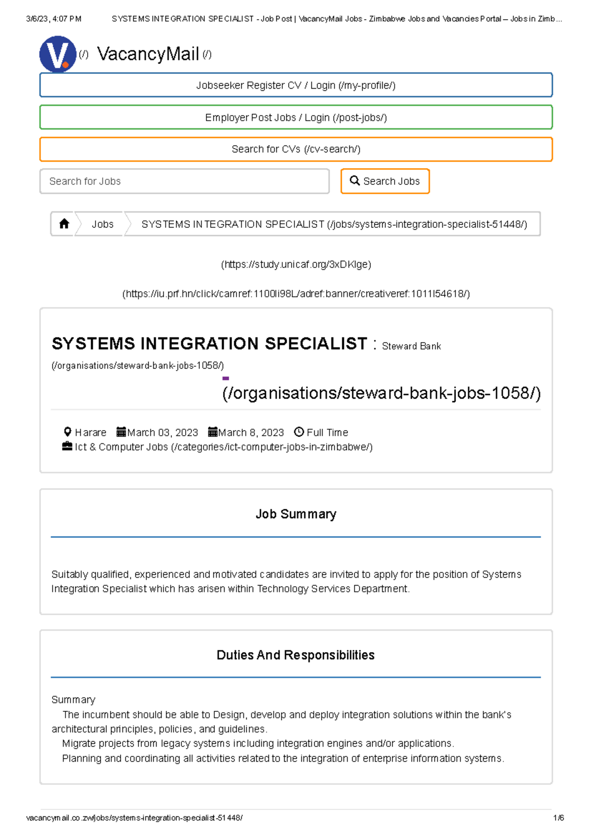 System~1 - learn - (/) VacancyMail (/) Jobseeker Register CV / Login ...