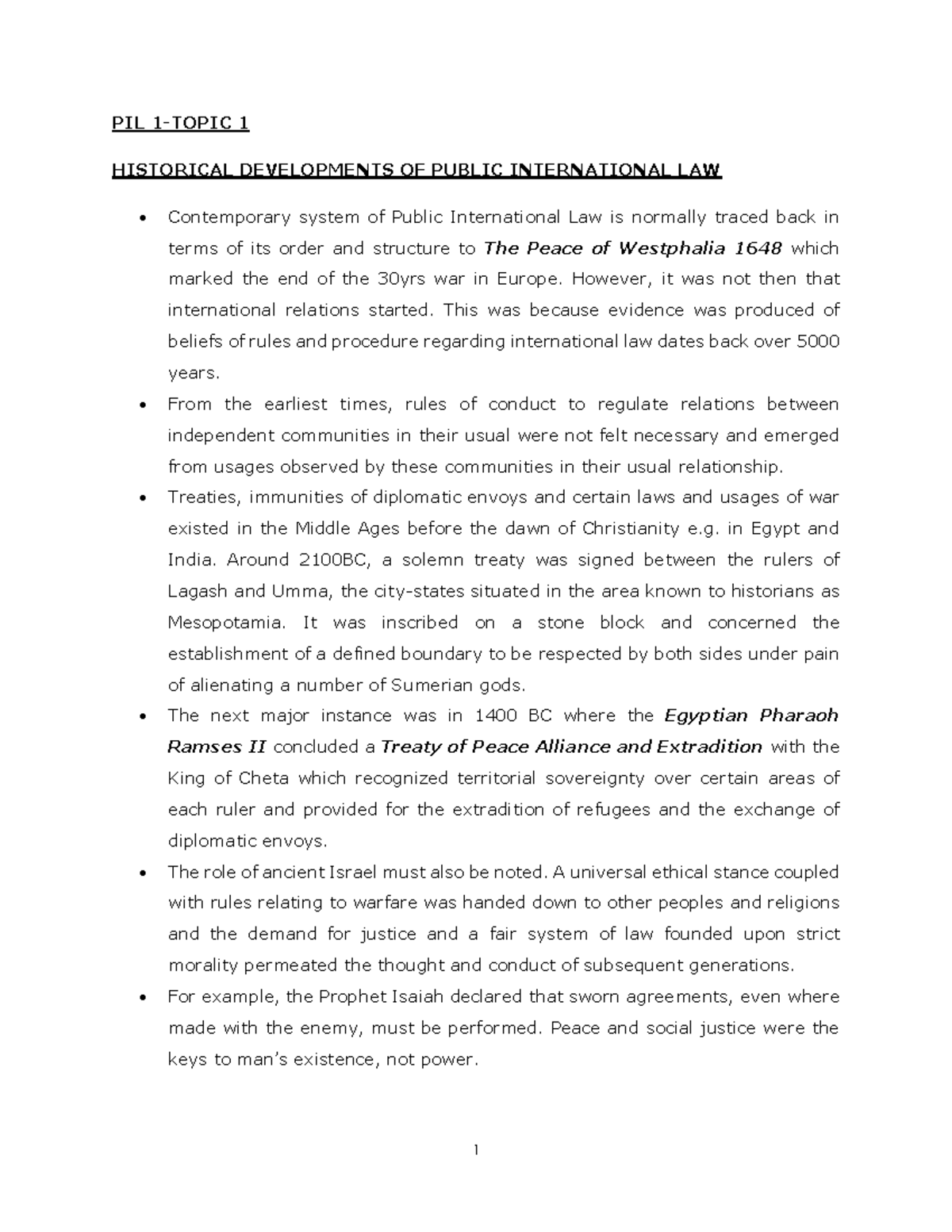 PIL 1- Topic 1- Intro TO PIL - Public International Law - GIMPA - StuDocu