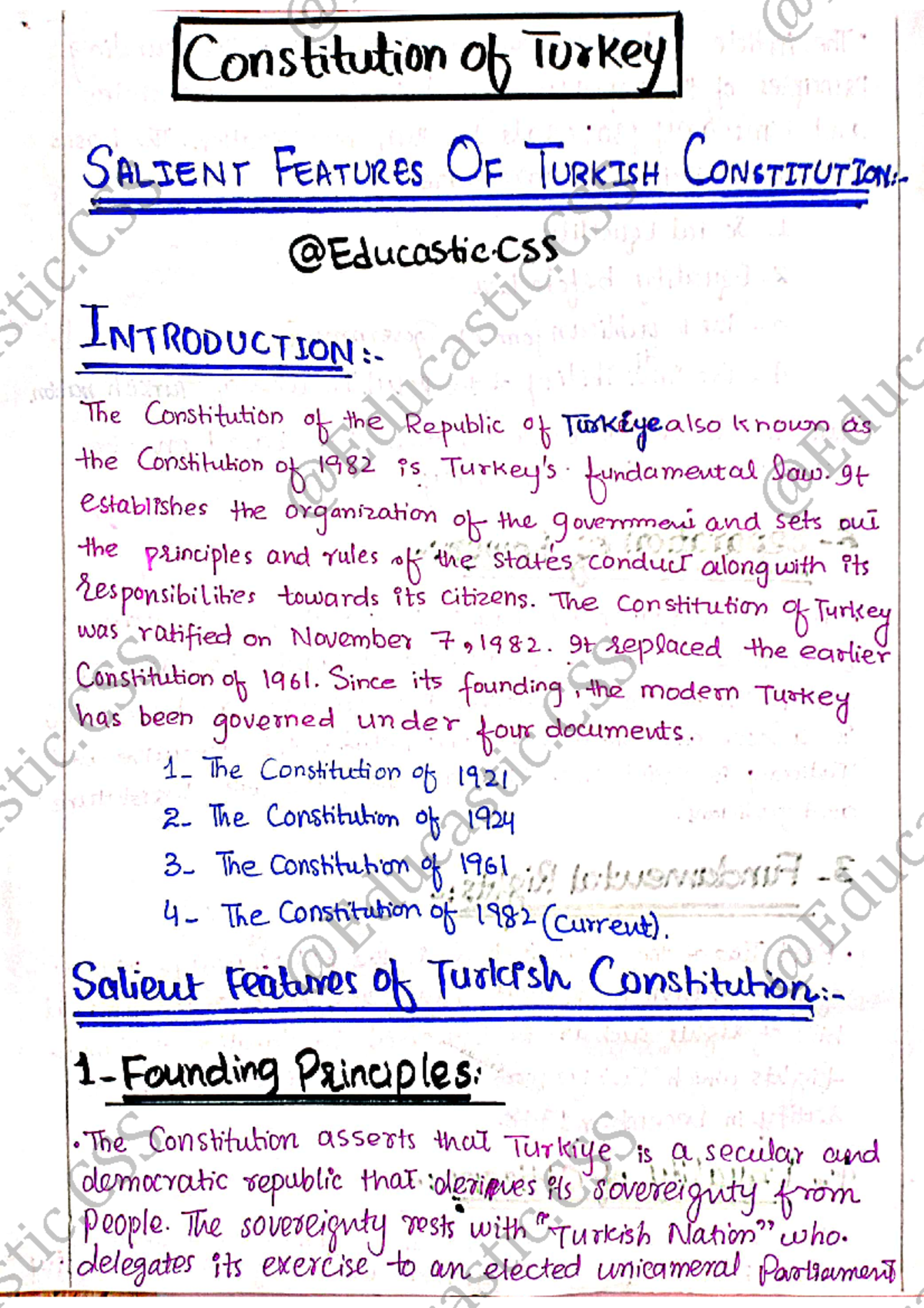 Constitution of Turkiye - Constitutional Law-I - @Educastic @Educ ...