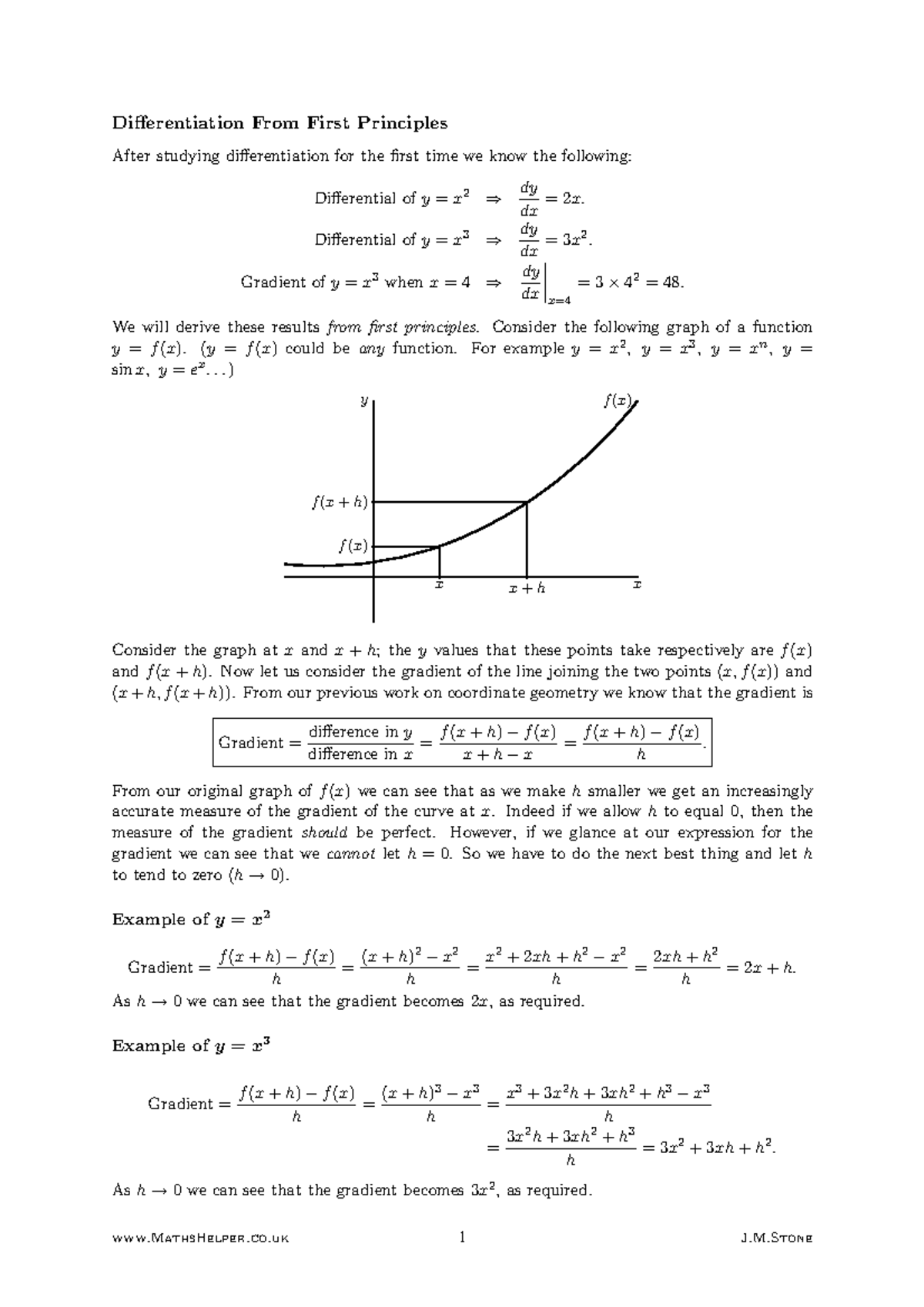 Differentiation FFP2 - calculus - Differentiation From First Principles After studying - Studocu
