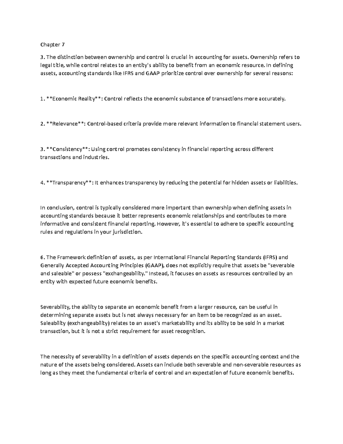 Week 8 Tutorial Solutions - Chapter 7 The distinction between ownership ...