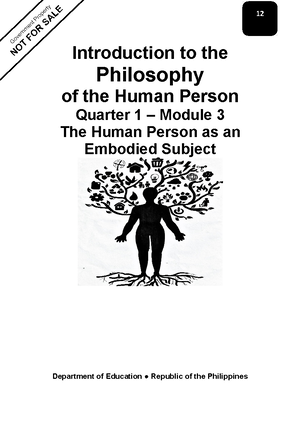 Lesson Guide 3 The Human Person as an Embodied Subject - Introduction ...