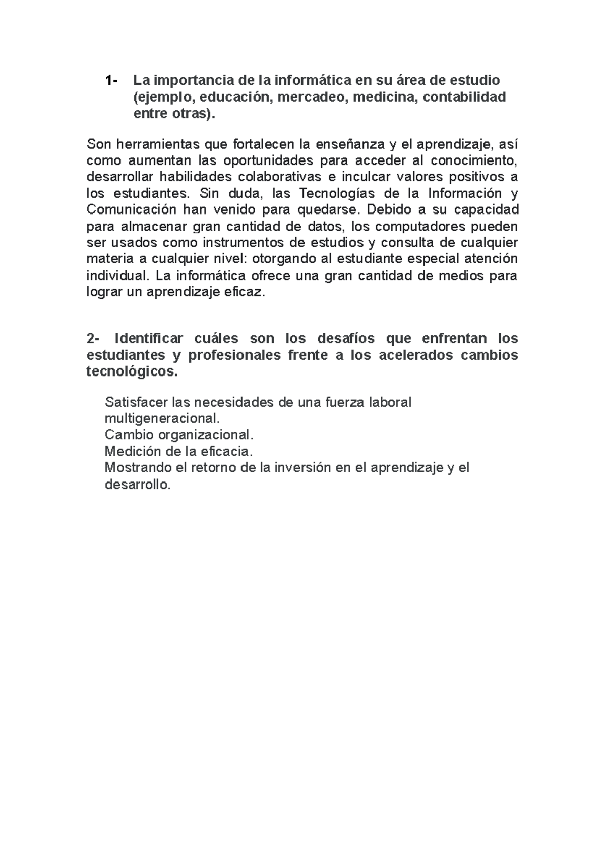 P - informe - 1- La importancia de la informática en su área de estudio ...