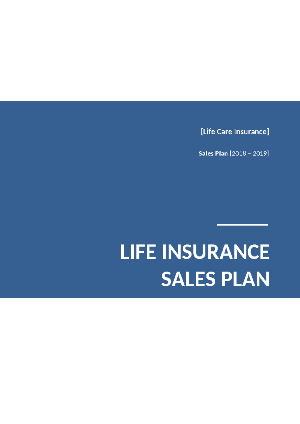 Life insurance Sales Plan Template - LIFE INSURANCE SALES PLAN [Life ...
