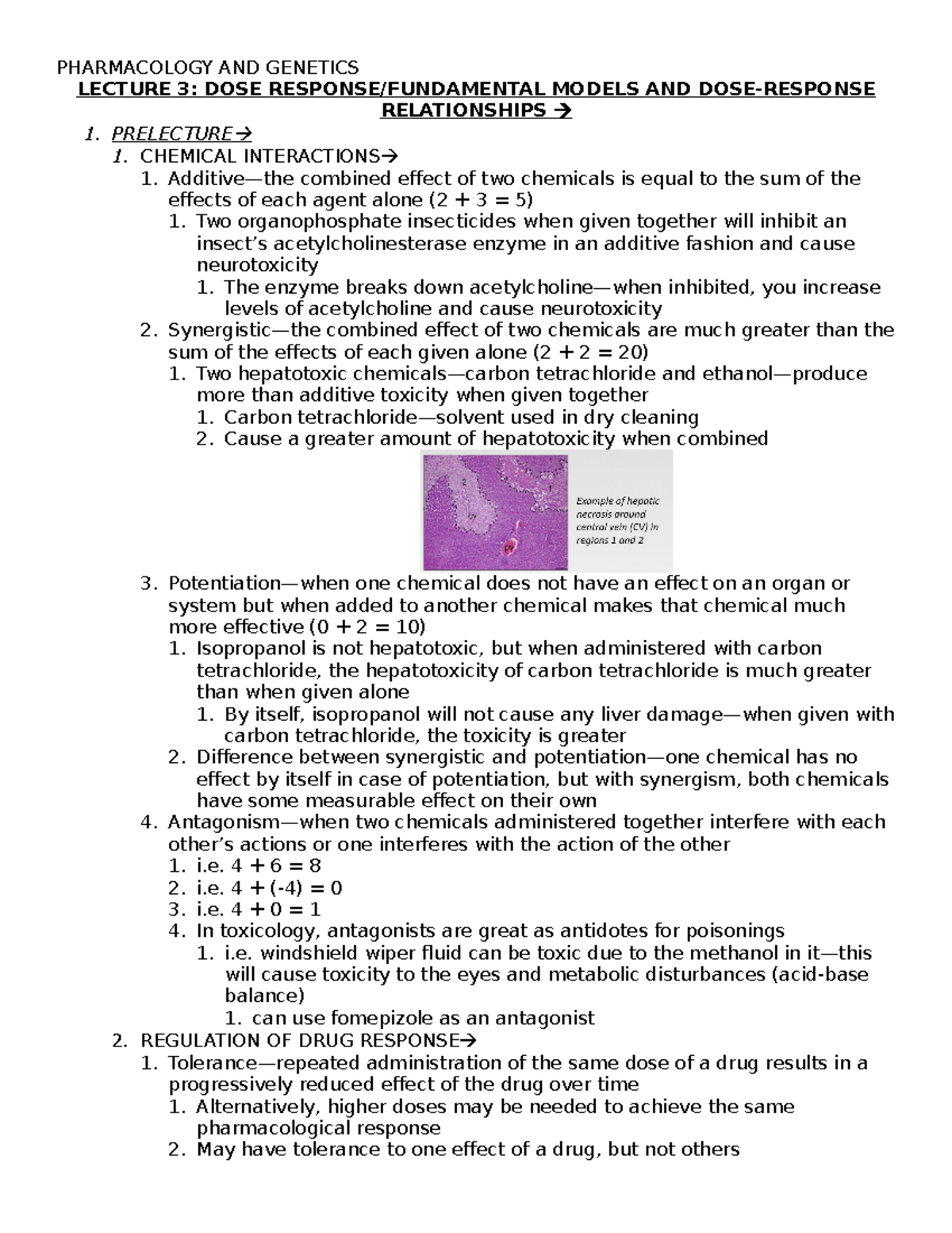 Lecture 3 notes - LECTURE 3: DOSE RESPONSE/FUNDAMENTAL MODELS AND DOSE ...