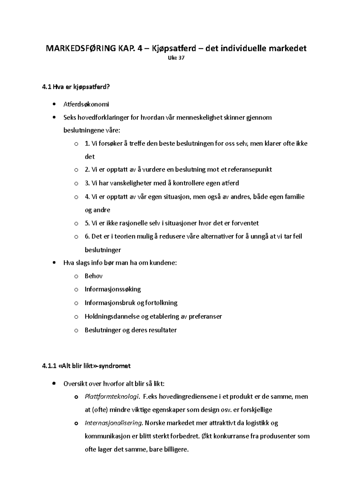 36 - Kap. 4 Kjøpsatferd - MARKEDSFØRING KAP. 4 – Kjøpsatferd – det ...