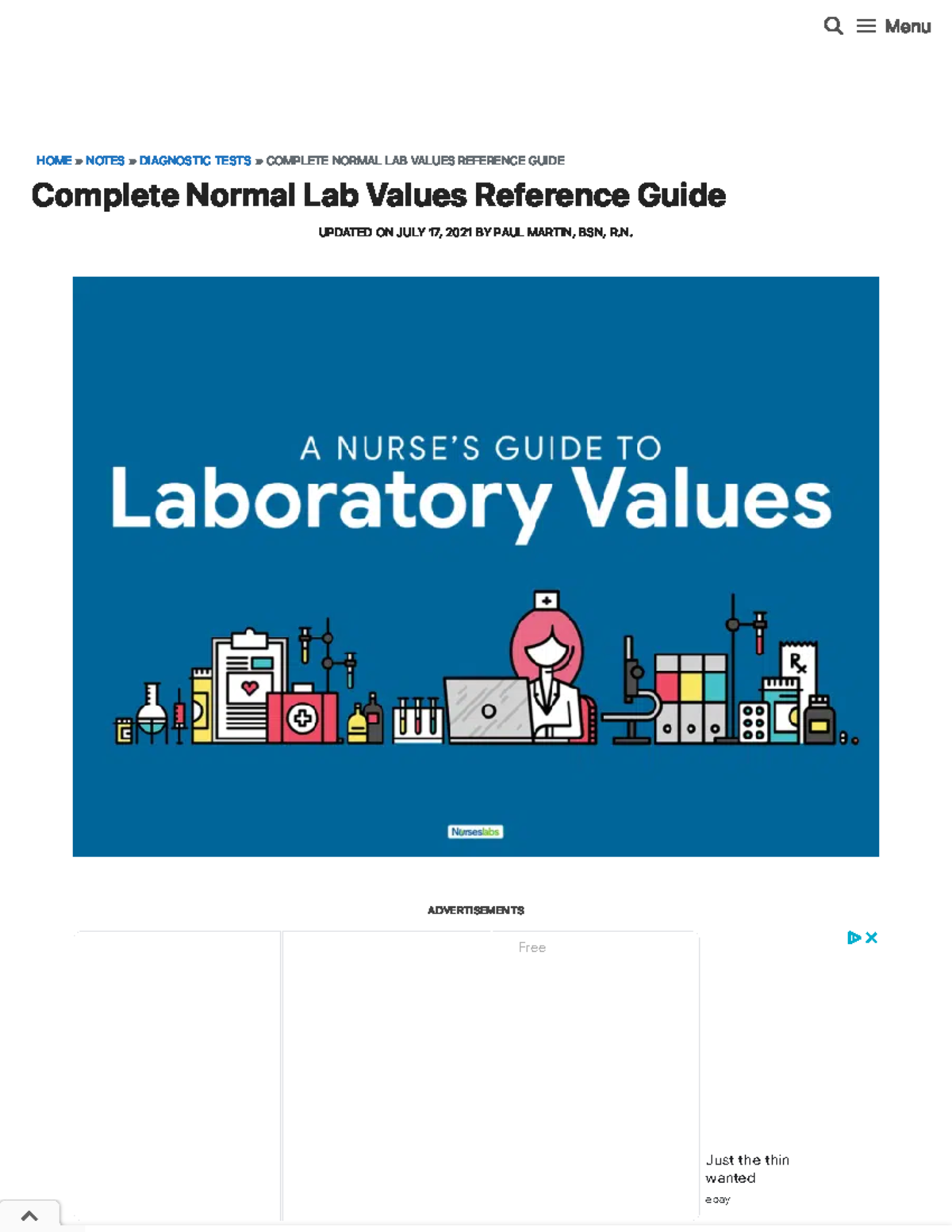 Normal Lab Values Complete Reference Guide for Nurses - Nurseslabs ...