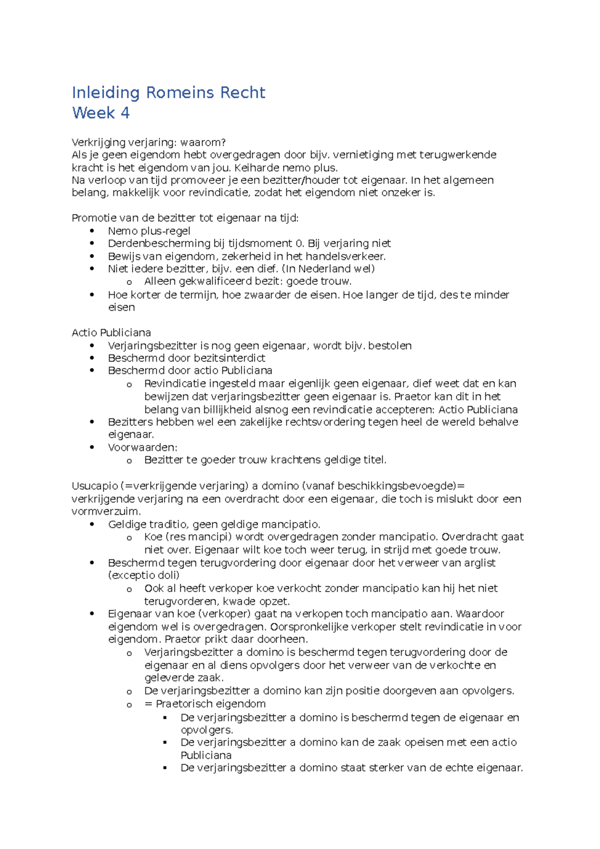 Inleiding Romeins recht week 4 - Inleiding Romeins Recht Week 4 ...