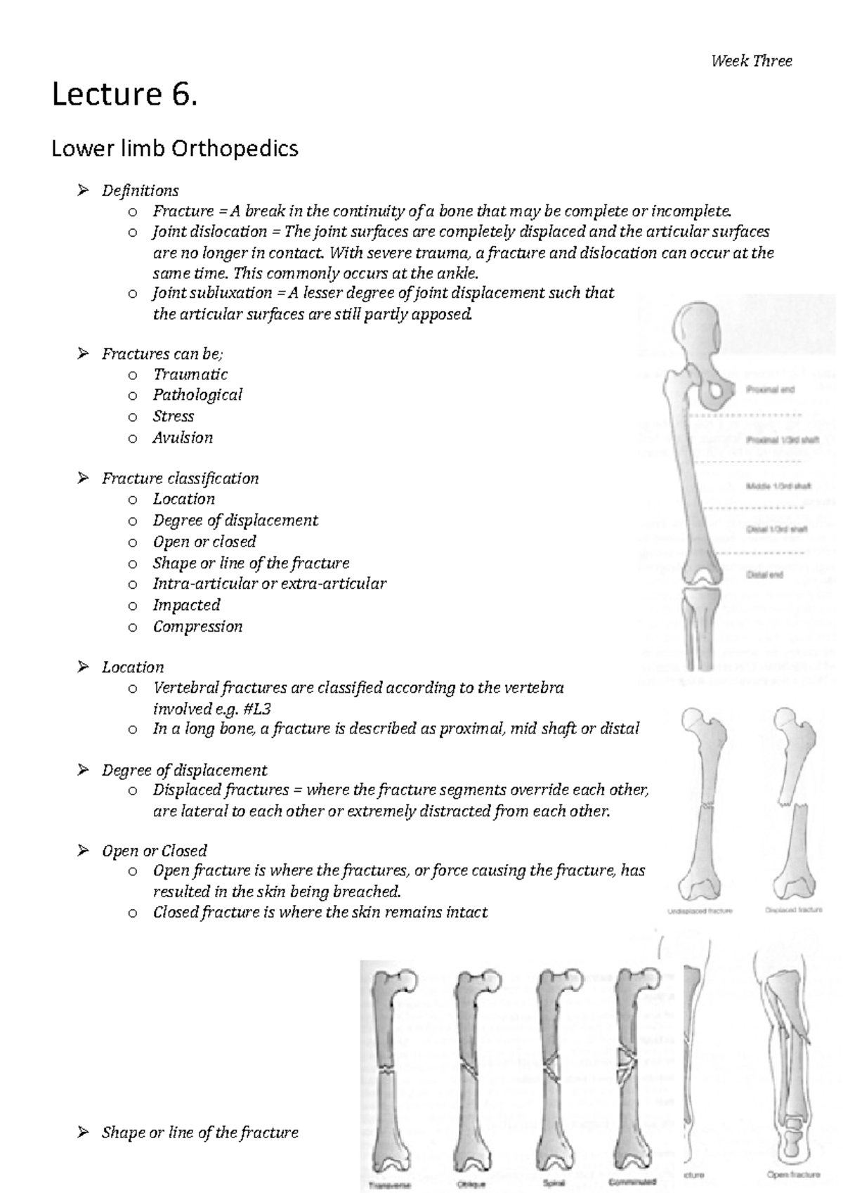 PHTY2020 Lecture 6 - Summary Notes - Lecture 6. Lower limb Orthopedics ...