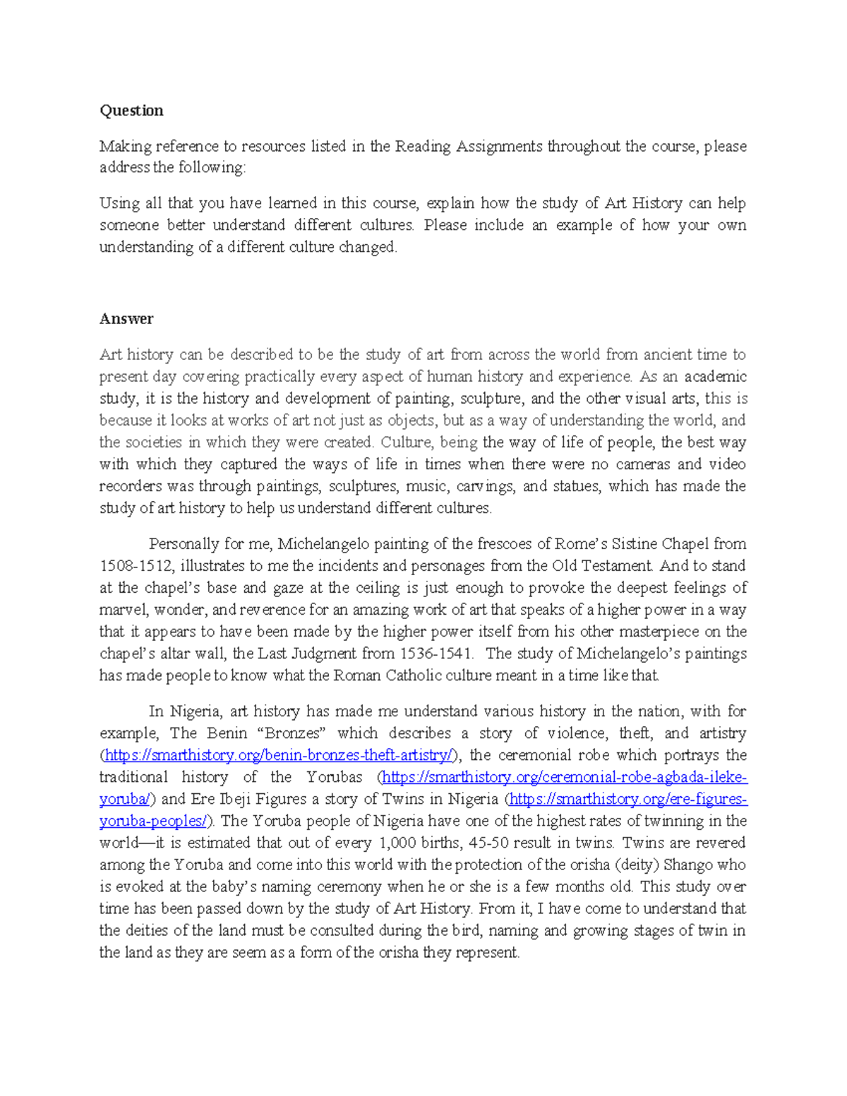 Art2 - Presentation of body of work - Question Making reference to ...